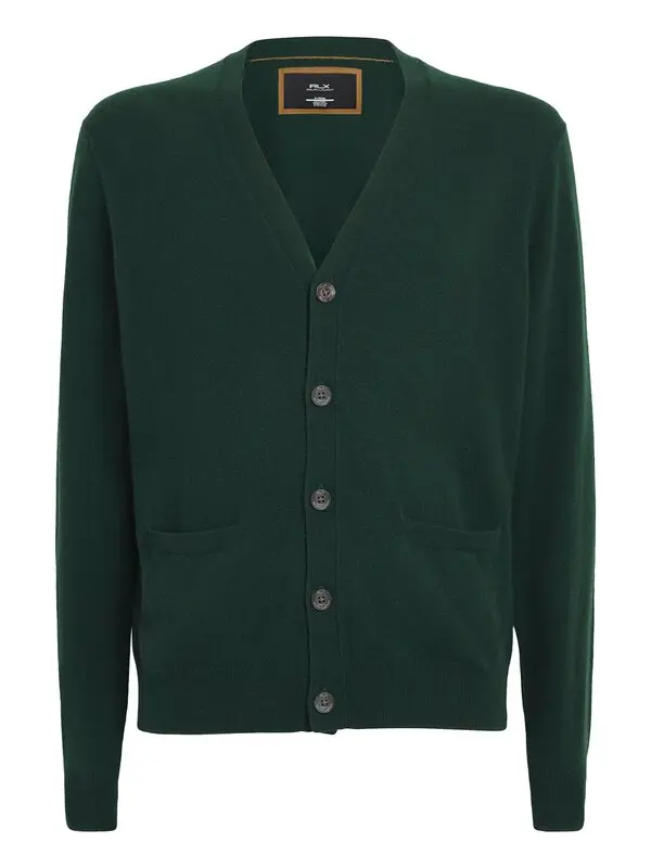 Rlx Ralph Lauren Cashmere Cardigan With Suede Elbow Patches - Green