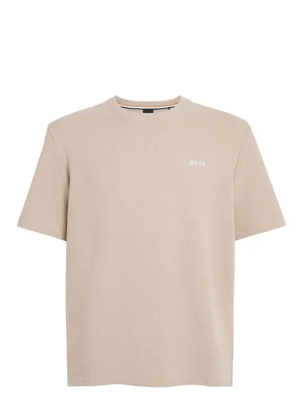 BOSS Cotton-blend Waffle-knit T-shirt - Beige