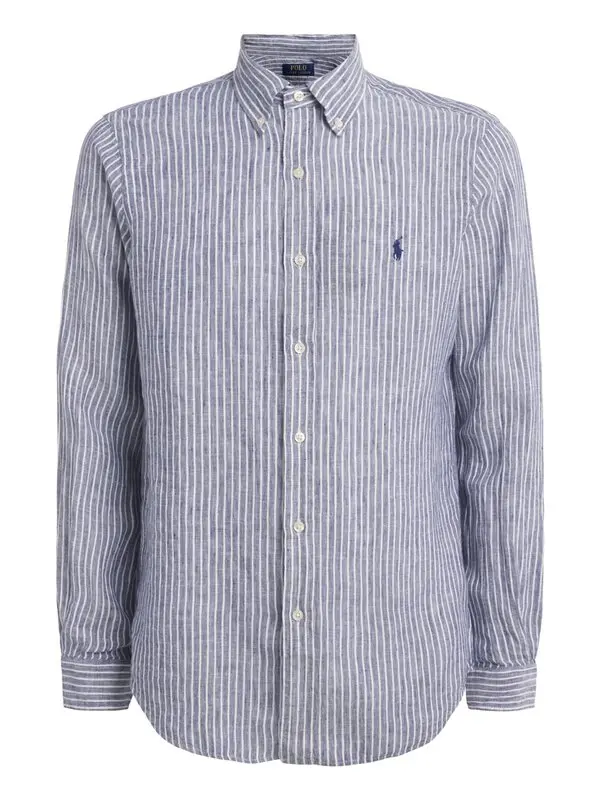 Polo Ralph Lauren Linen Custom-fit Stripe Shirt - Navy