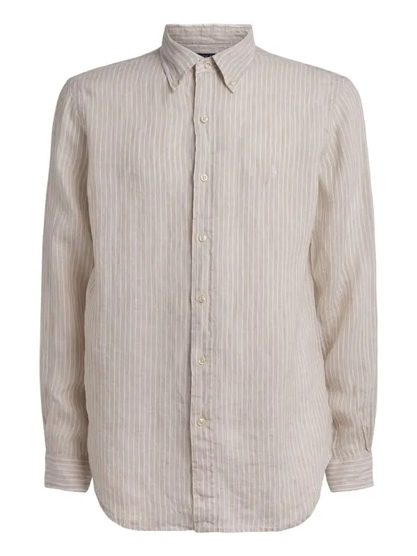 Polo Ralph Lauren Linen Custom-fit Stripe Shirt - Beige