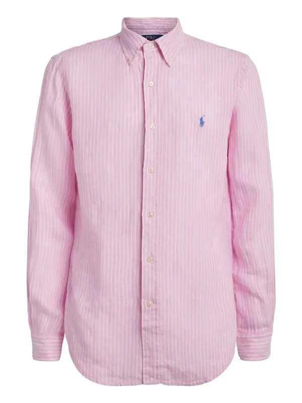 Polo Ralph Lauren Linen Custom-fit Stripe Shirt - Pink