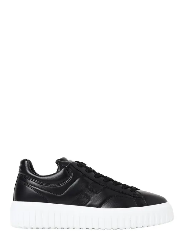 Hogan H-stripes Leather Sneakers With Logo - Black