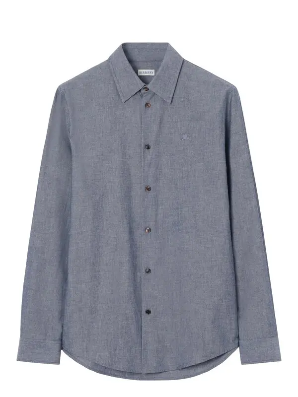 Burberry Cotton-blend Chambray Ekd Shirt - Blue