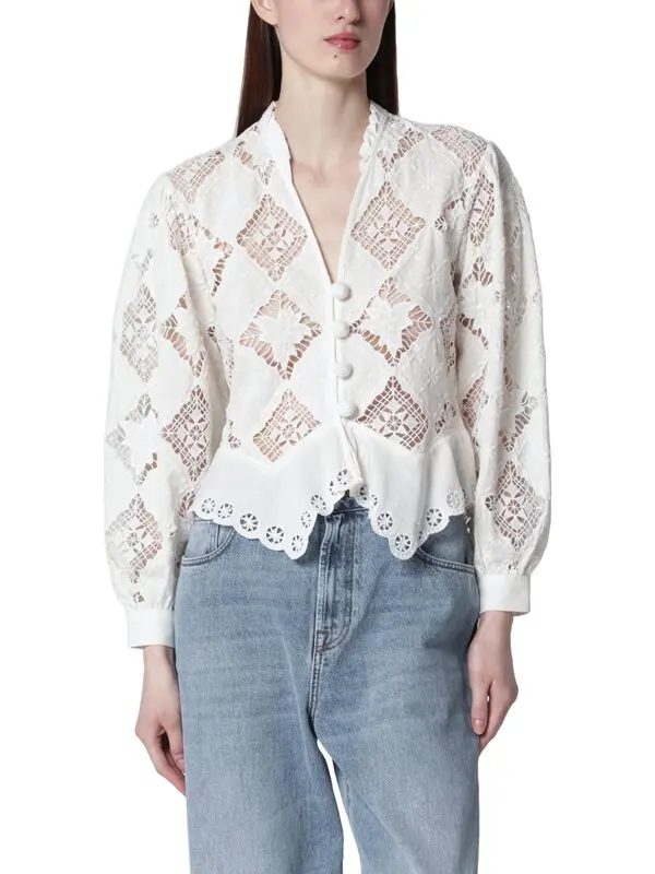 Isabel Marant Nina Cotton And Linen Blouse - White