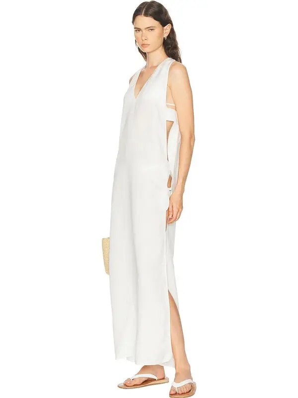 ADRIANA DEGREAS Petal Applique Open Side Dress - Off White