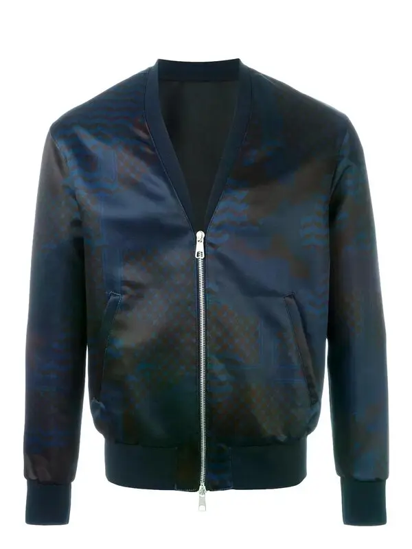 Neil Barrett Print Mix Bomber Jacket - Blue