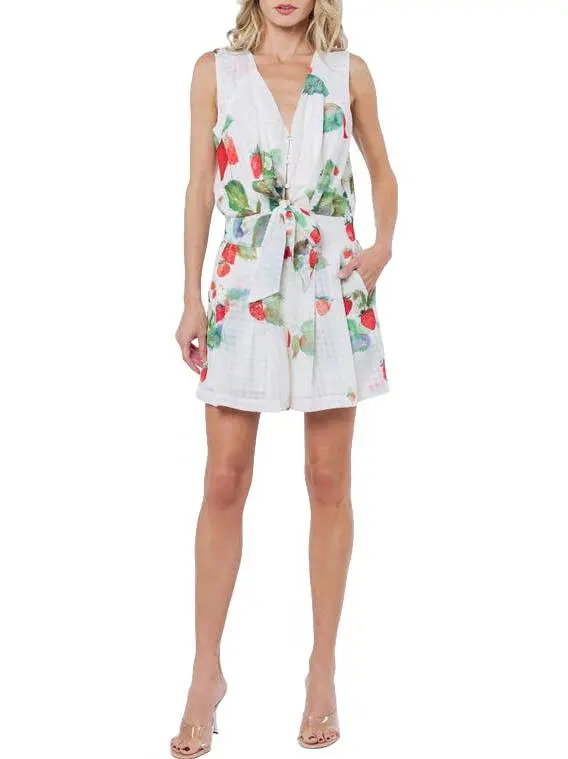 CIEBON Dale Strawberry Print Minidress - Off White Multi