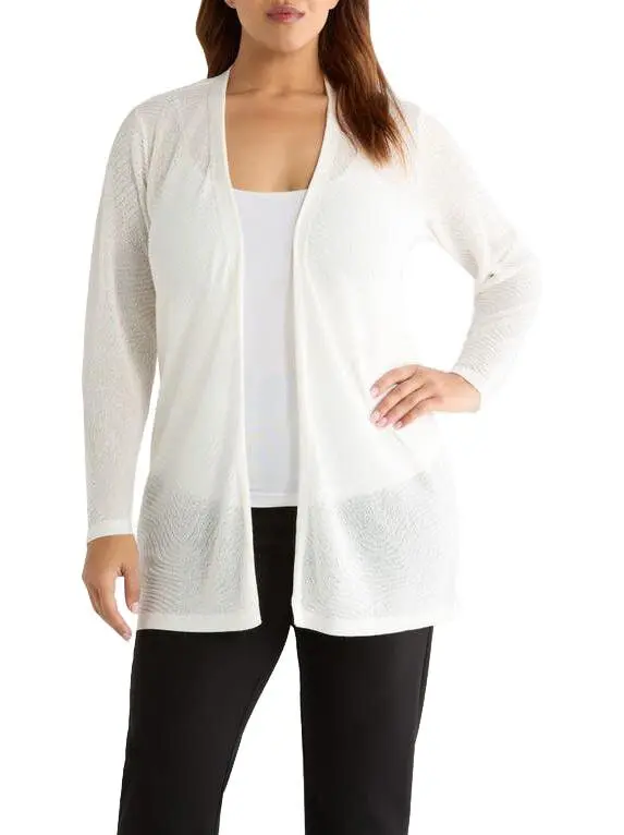 Anne Klein Open Front Cardigan - White Dove