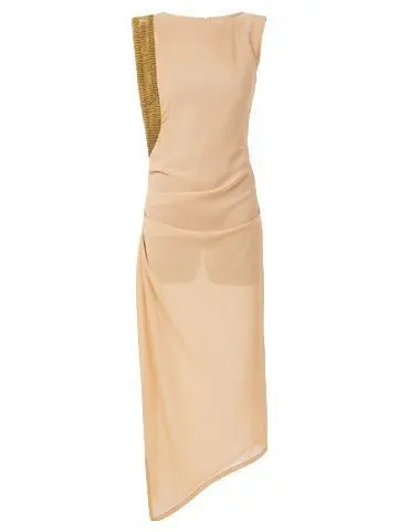 CHUKS COLLINS The Aurelia Beaded Silk Chiffon Gown - Neutrals