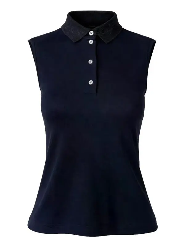 GRAN SASSO Contrast-collar Polo Top - Blue
