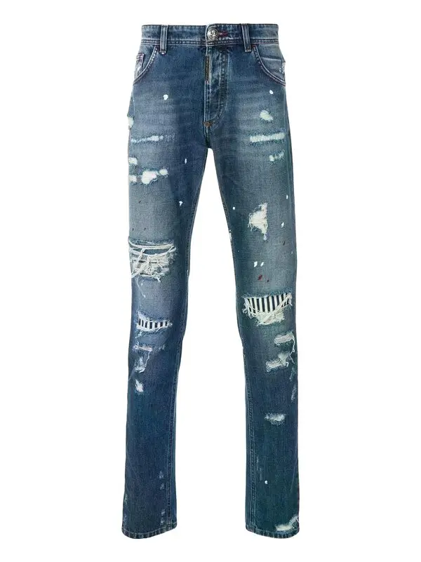 Philipp Plein So Alright Super Straight Cut Jeans - Blue