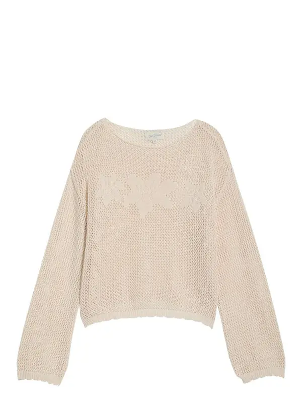 PACSUN Floral Openwork Knit Top - Ivory