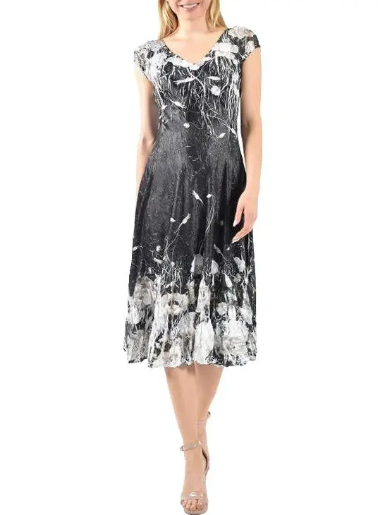 Komarov Charmuese Cap Sleeve Dress - Black Opium