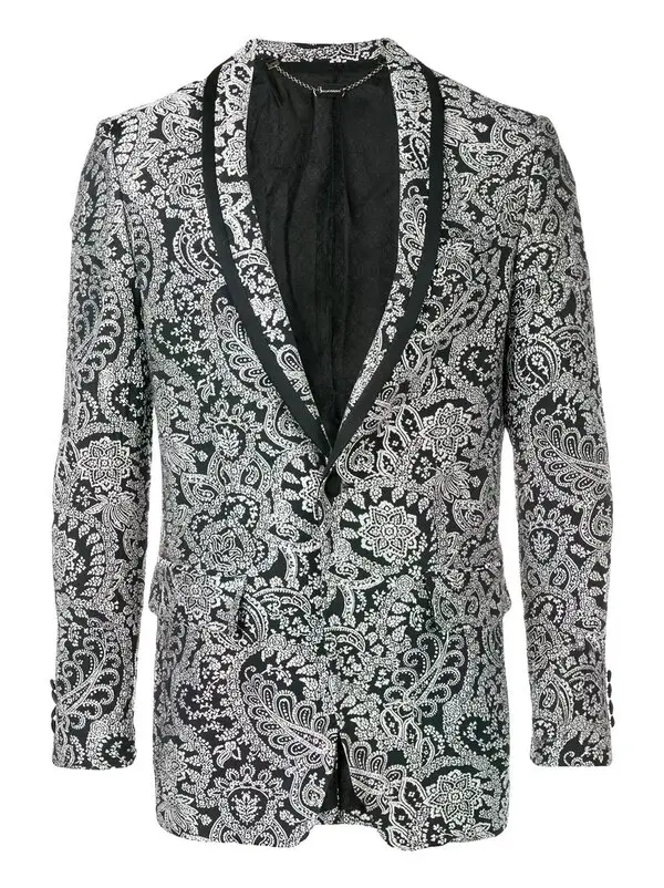BILLIONAIRE Jacquard Button Blazer - Black