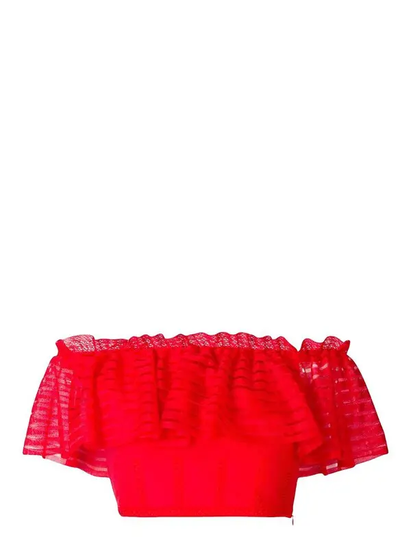 Alexander McQueen Cropped Off-the-shoulder Top - Red