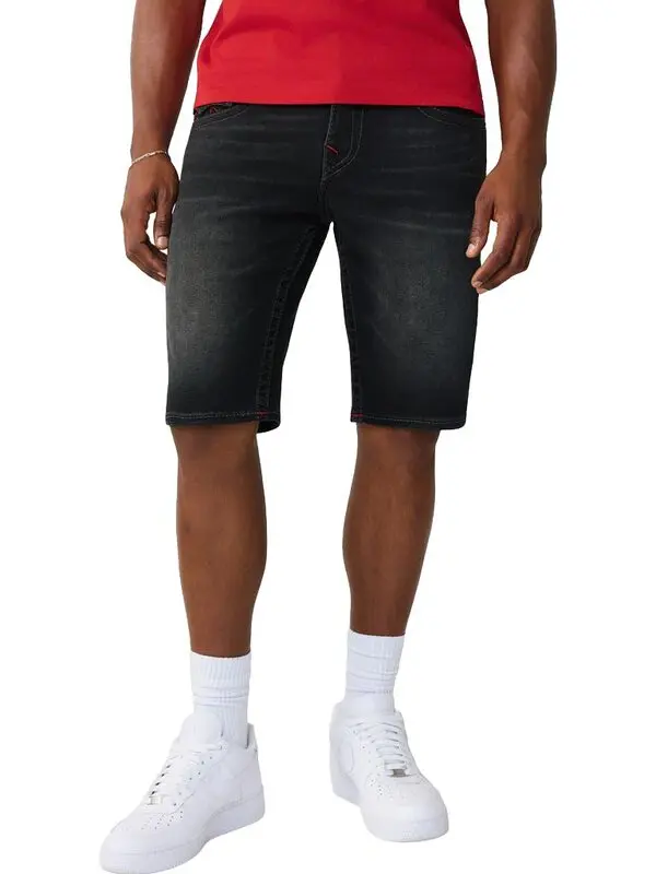 True Religion Ricky Straight Leg Denim Shorts - Albarn Black Wash