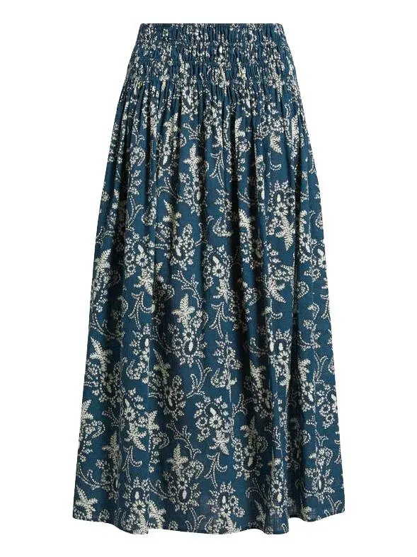 The Great. Printed Cotton Skirt - Indigo Bandana