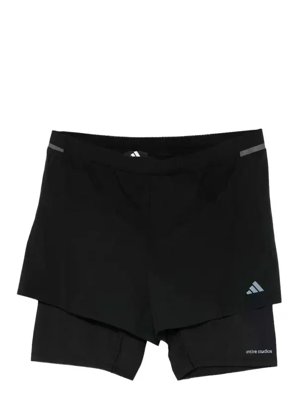Adidas Layered Logo-print Shorts - Black