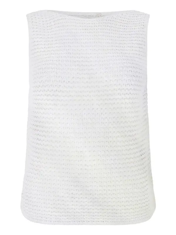 Vince Open-knit Sleeveless Blouse - White