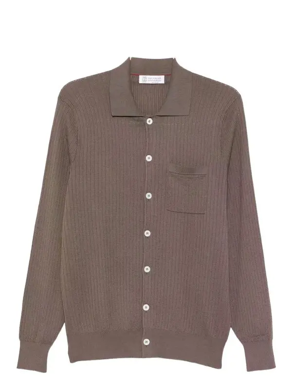 Brunello Cucinelli Ribbed-knit Button-up Cardigan - Brown