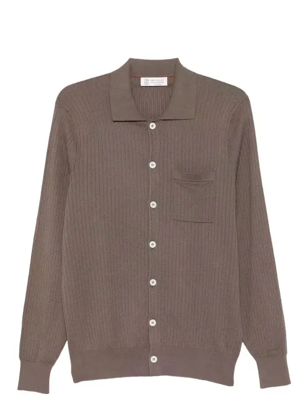 Brunello Cucinelli Ribbed-knit Button-up Cardigan - Brown