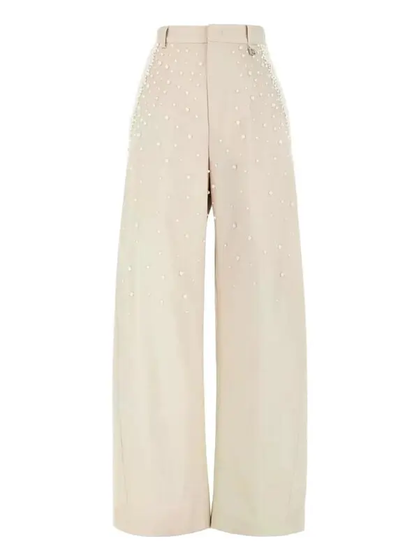 Giuseppe Di Morabito Faux-pearl Embellished Wide Leg Trousers - Neutrals