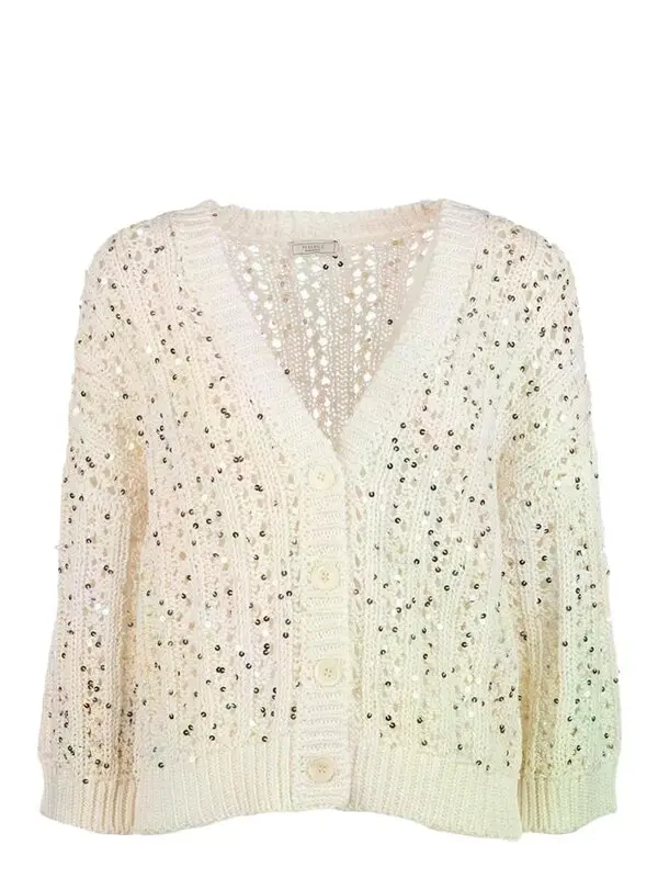 Peserico Sequin-embellished Open-knit Cardigan - Neutrals