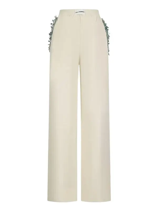 DES_PHEMMES Sequin-embellished Wide Leg Trousers - Neutrals