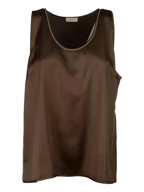 Peserico Embellished Satin Tank Top - Brown