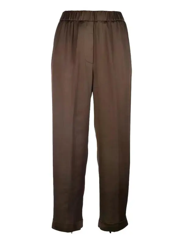 Peserico Elasticated-waistband Turned-up Trousers - Brown