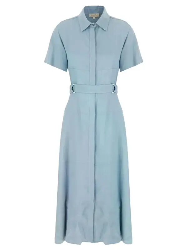 Antonelli Firenze Short-sleeved Belted Dress - Blue
