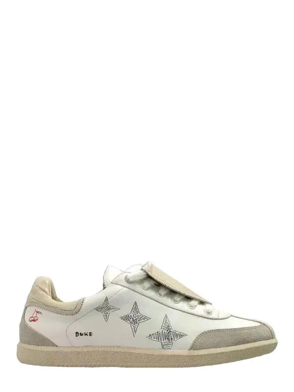 DUKE + DEXTER Duke Star-print Crocodile-effect Sneakers - Neutrals