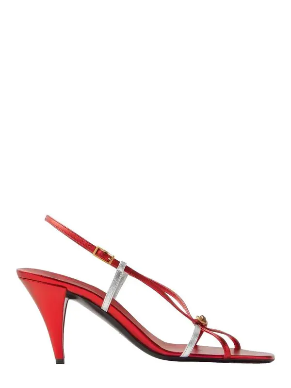 Versace Metallic Button Strap Sandals - Red