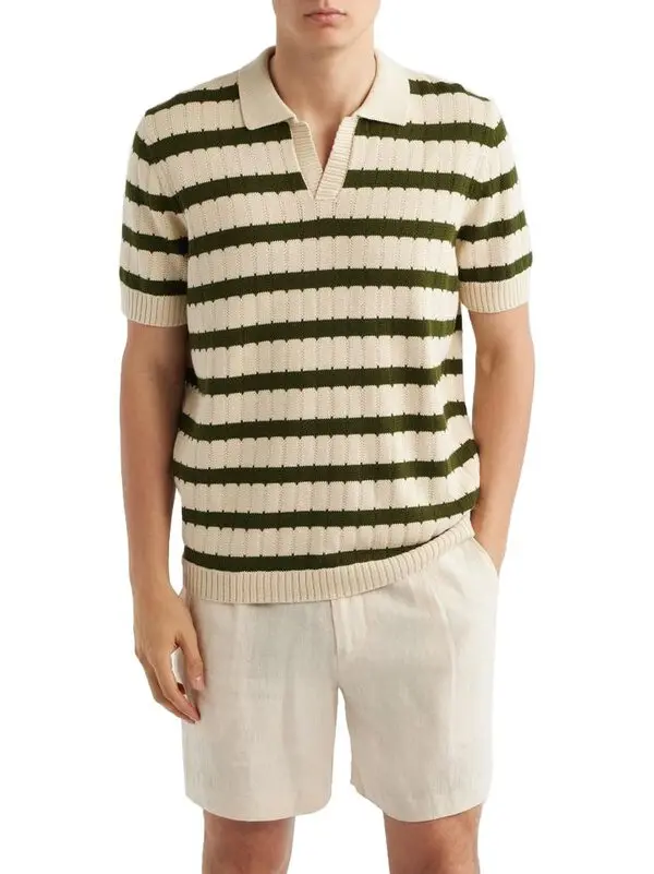 PERCIVAL Stine Stripe Polo Sweater - Cream