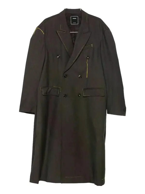 SEWMOD Double-breasted Coat With Contrast Stitching - Brown