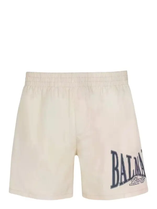 Balmain Logo-print Swim Shorts - Neutrals