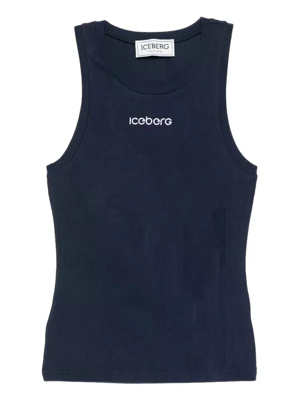 Iceberg Logo-embroidered Ribbed Top - Blue
