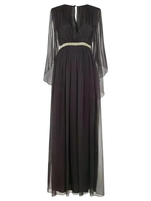 Alberta Ferretti Draped Silk Maxi Dress - Black