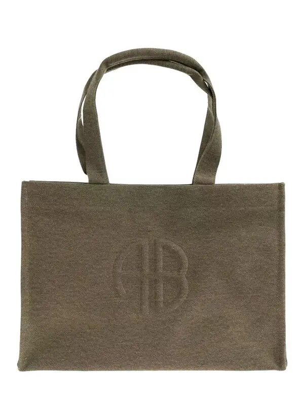 ANINE BING Embossed Logo Tote Bag - Green