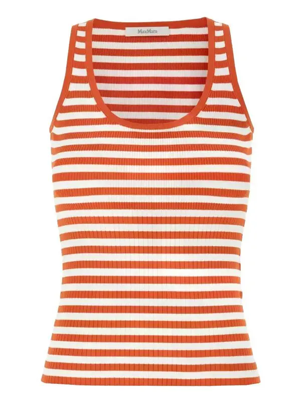 Max Mara Ghiro Striped Ribbed-knit Top - Orange