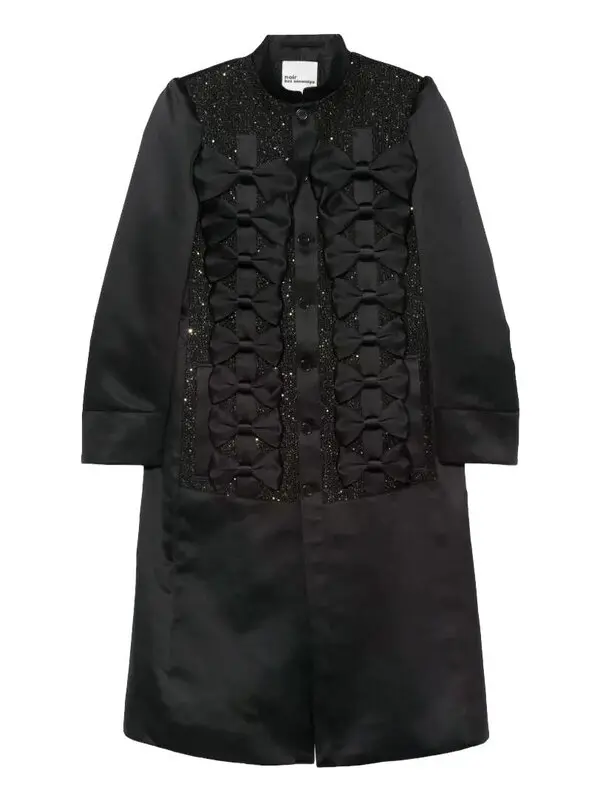 Noir Kei Ninomiya Sequin-embellished Bow-detail Coat - Black