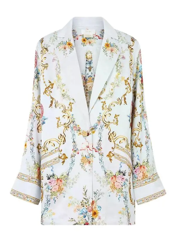 Camilla Printed Blazer - White