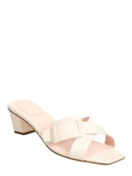 ROGER VIVIER Belle Vivier Crisscross Strap Block Heel Sandal - Cire