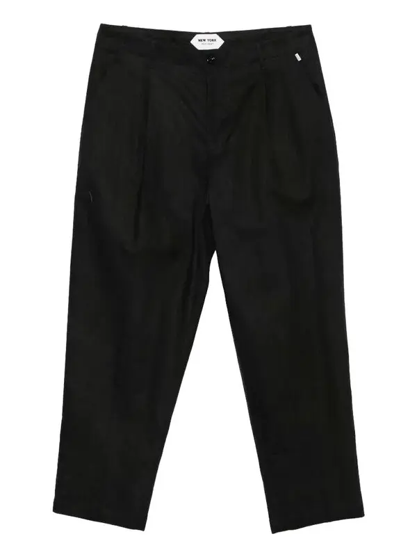 NEW YORK RESIDENT Andrew Pleated Cotton Trousers - Black