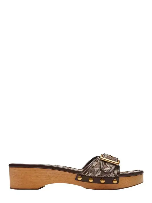 COACH Margot Monogram Buckled Sandals - Brown