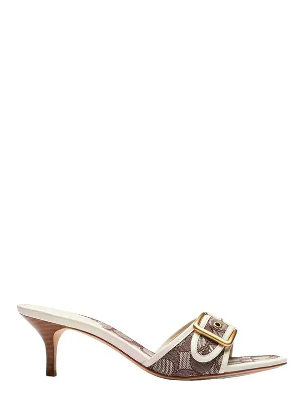 COACH Margot Monogram Buckle Sandals - Brown
