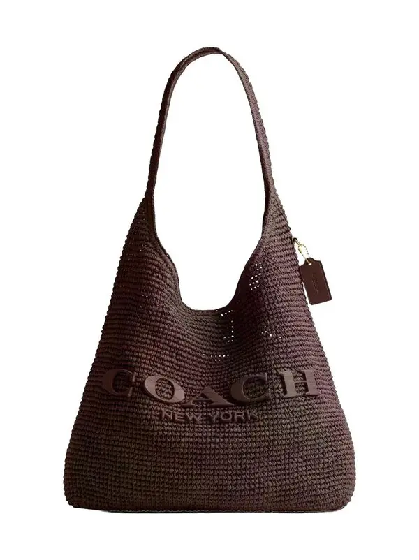 COACH Brooklyn Logo Woven Tote Bag - Brown