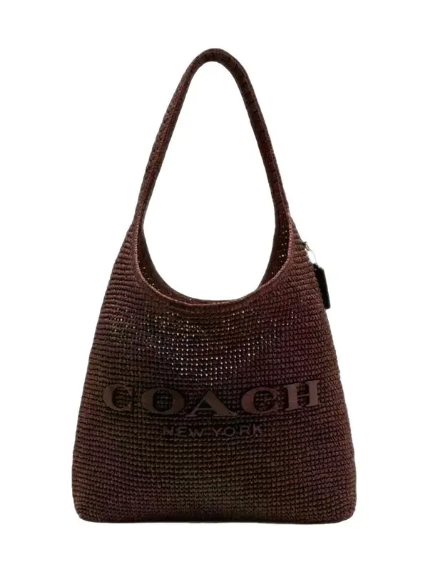 COACH Brooklyn Logo Woven Tote Bag - Brown