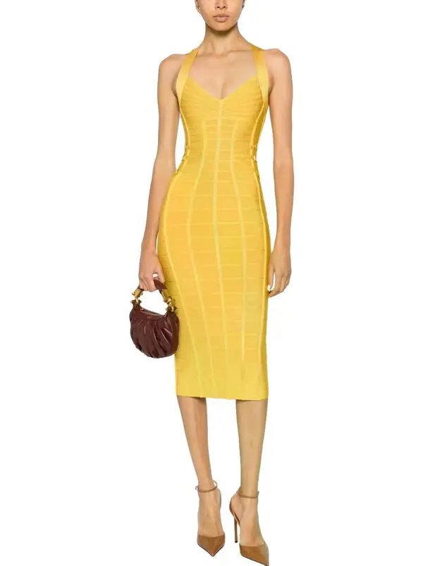 Elisabetta Franchi Bandage-effect Buckle-detail Midi Dress - Yellow