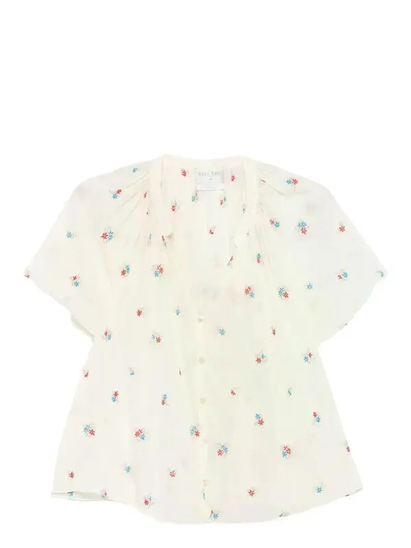 FORTE_FORTE Petites Fleurs Gathered Blouse - Neutrals